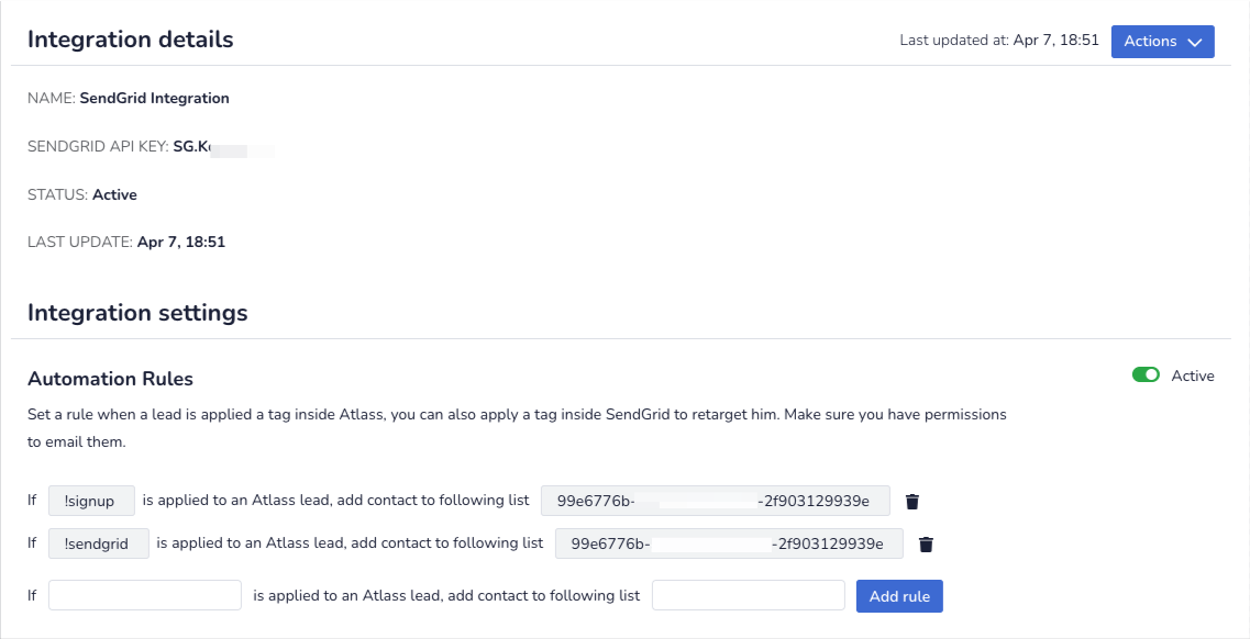 SendGrid Integration – Help and documentation | theatlass